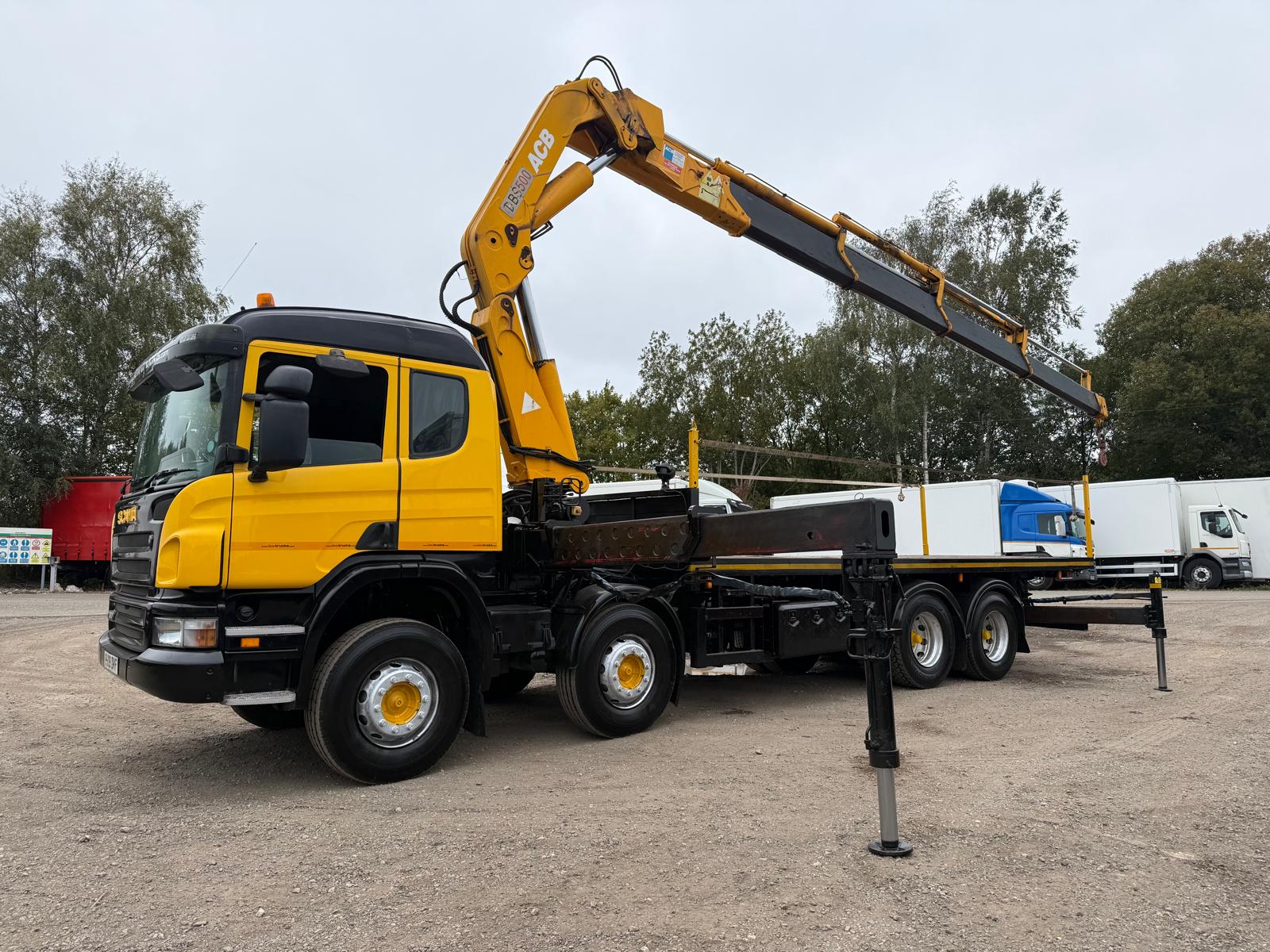 Scania P380 8x4 Sleeper Flatbed with Crane | Law Trucks