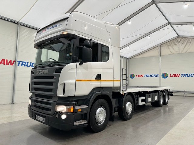 Scania R380 8x4 Double Drive Sleeper Cab Flatbed Manual | Law Trucks